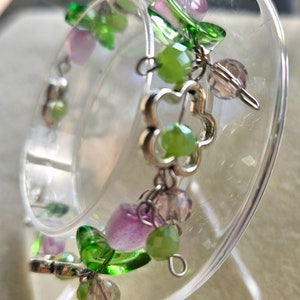 Handmade Pink Tulip Charm Bracelet: Dainty Beaded Jewelry - Etsy