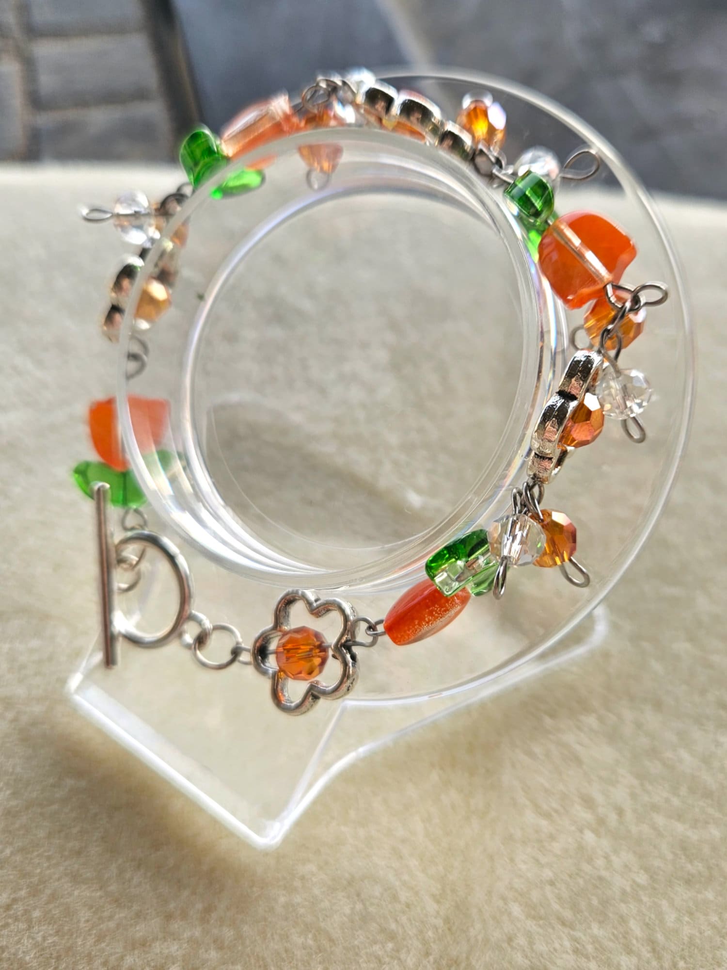 Handmade Pink Tulip Charm Bracelet: Dainty Beaded Jewelry - Etsy