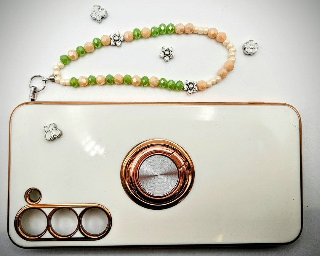 Phone Charms Blue Phone Charm Cute Beaded Phone Strap Keychain Charm ...