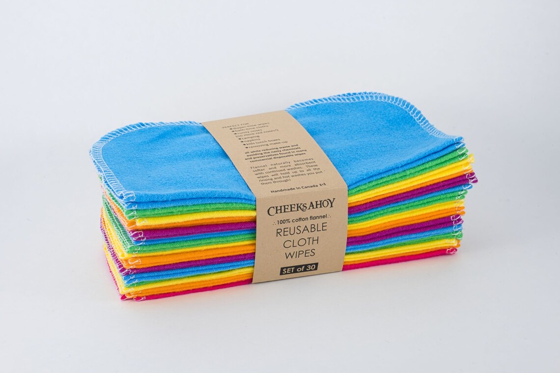 Reusable CLOTH WIPES Set of 30 8x8 100% Cotton - Etsy
