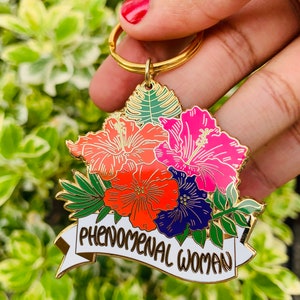 Phenomenal Woman Hibiscus Keychain Key Ring Cute Flower - Etsy