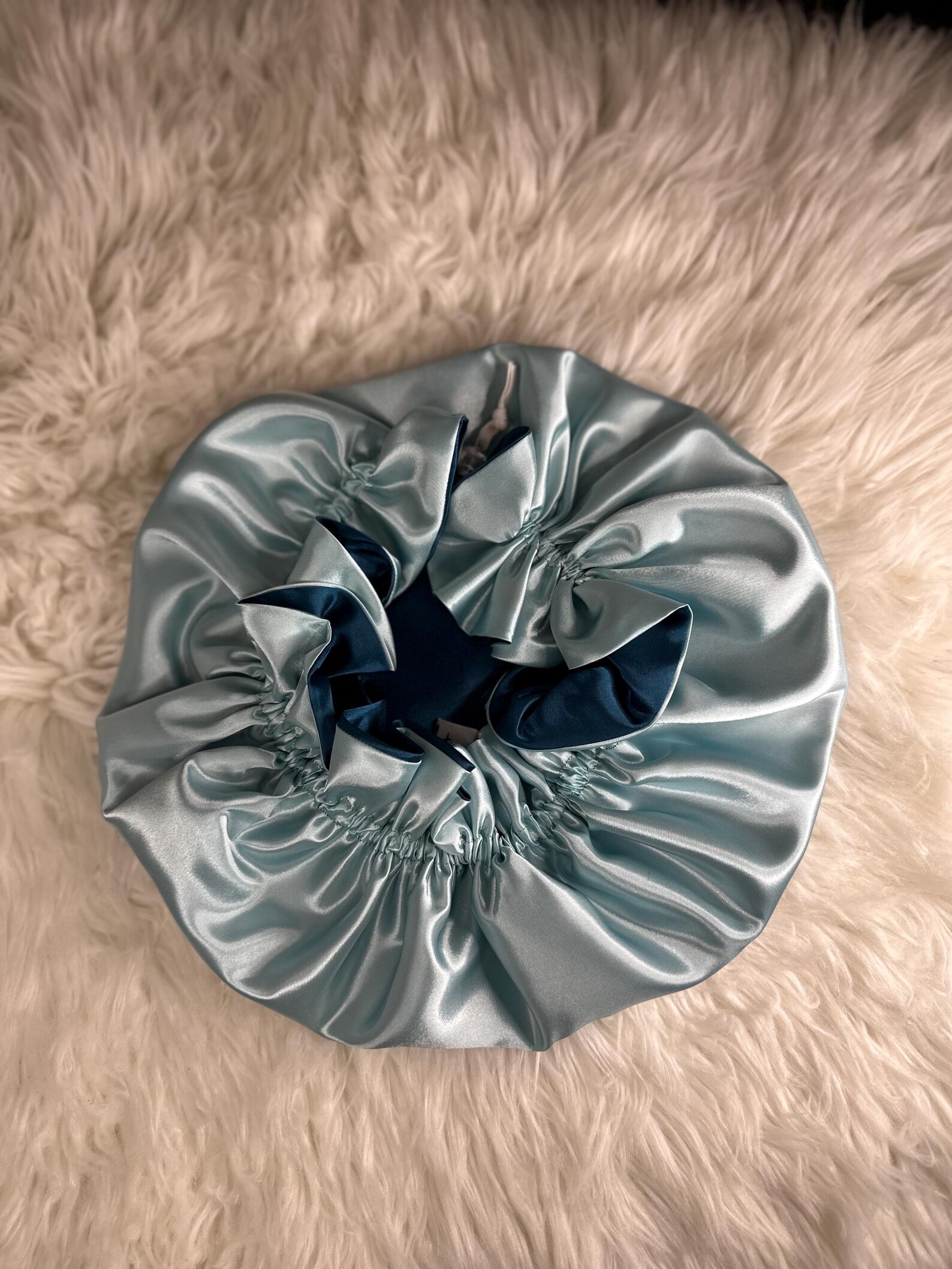 Teal Seafoam Reversible Satin Bonnet: Reversible Adjustable Silk Sleep ...