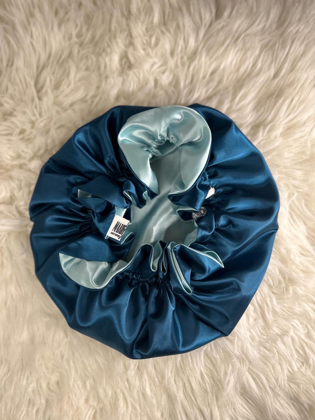 Teal Seafoam Reversible Satin Bonnet: Reversible Adjustable Silk Sleep ...