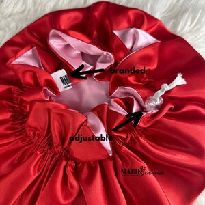 Red Pink Reversible Satin Bonnet: Reversible Adjustable Silk Sleep Cap ...