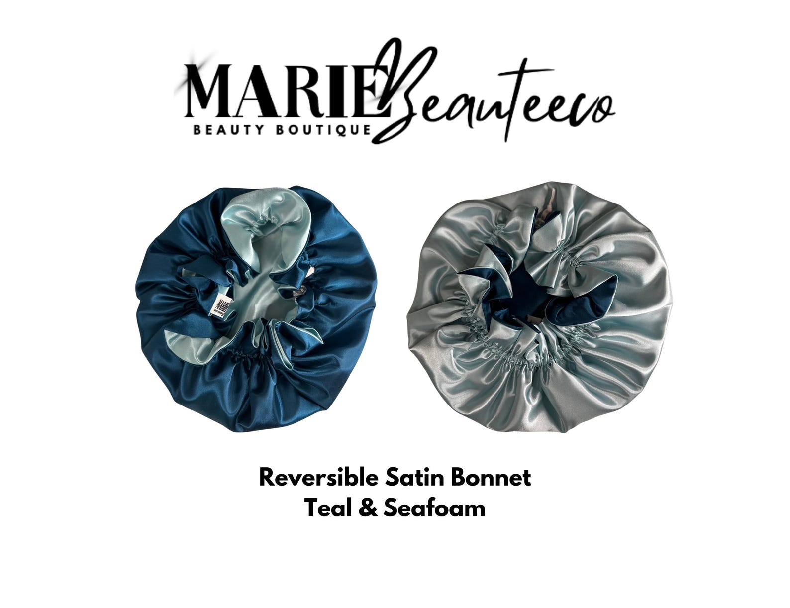 Teal Seafoam Reversible Satin Bonnet: Reversible Adjustable Silk Sleep ...