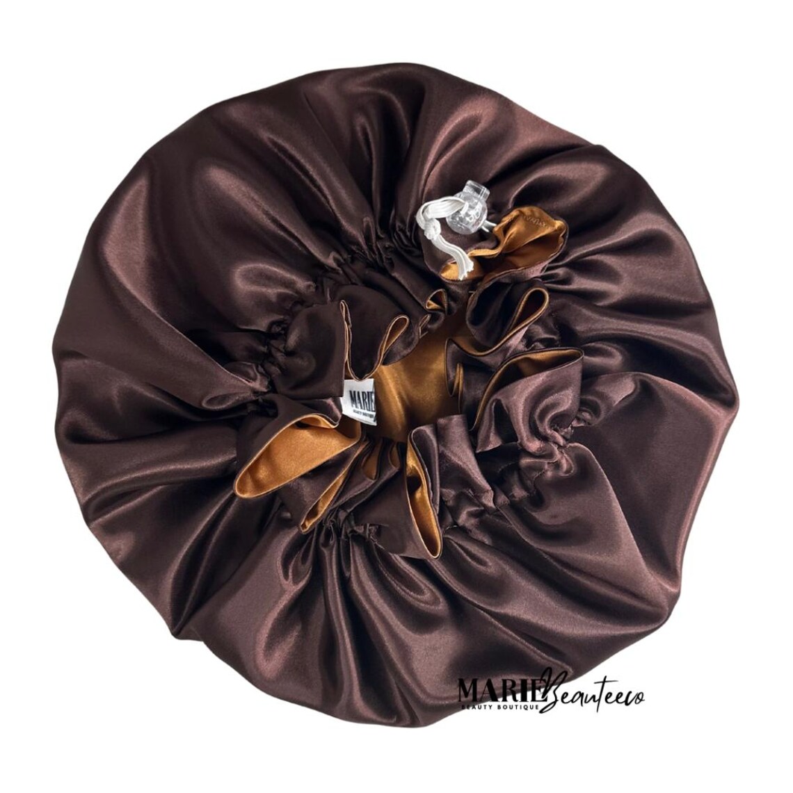 Brown Gold Reversible Satin Bonnet: Reversible Adjustable Silk Sleep ...
