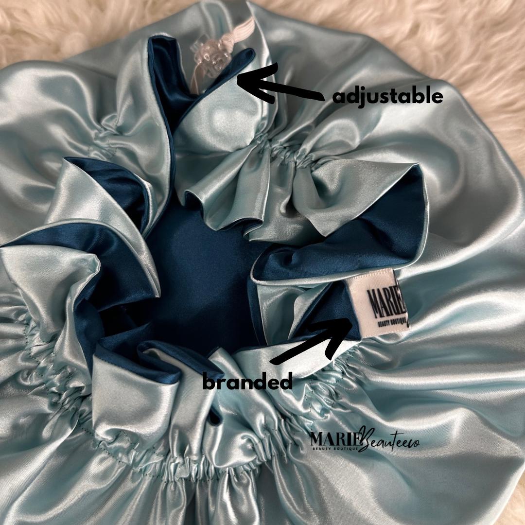 Teal Seafoam Reversible Satin Bonnet: Reversible Adjustable Silk Sleep ...