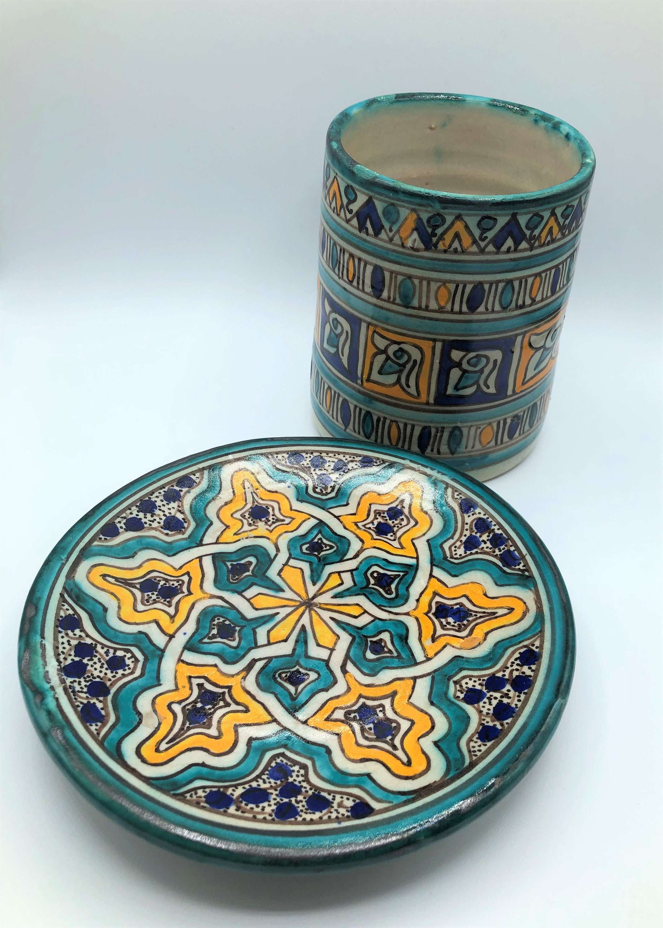 Moroccan Plate Blue Yellow - Etsy Canada