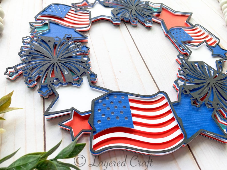 Patriotic 4th of July / Memorial Day Wreath 3D SVG Mandala - Etsy