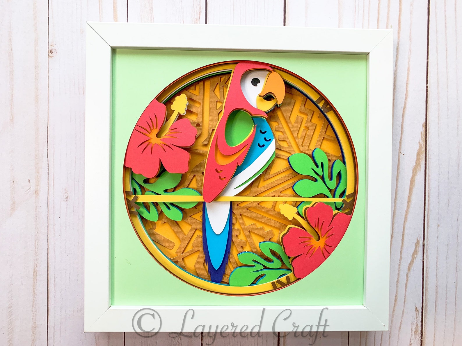 Tiki Bird, 3D SVG, Tiki Room, Tiki Bar, Parrot Shadow Box, Shadowbox ...