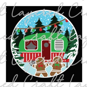 Christmas Gingerbread Camper 3D SVG Layered Shadow Box RV Glamping ...
