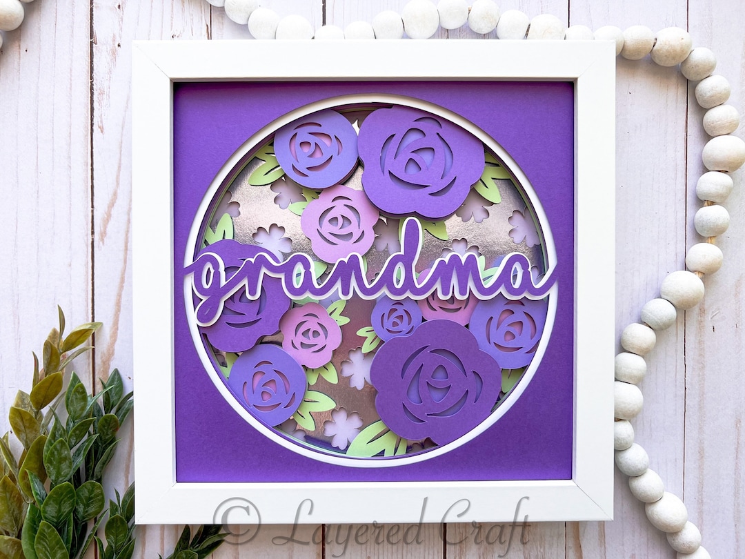 3D SVG Grandma Mother's Day Rose Flower Shadow Box Layered 3D SVG ...