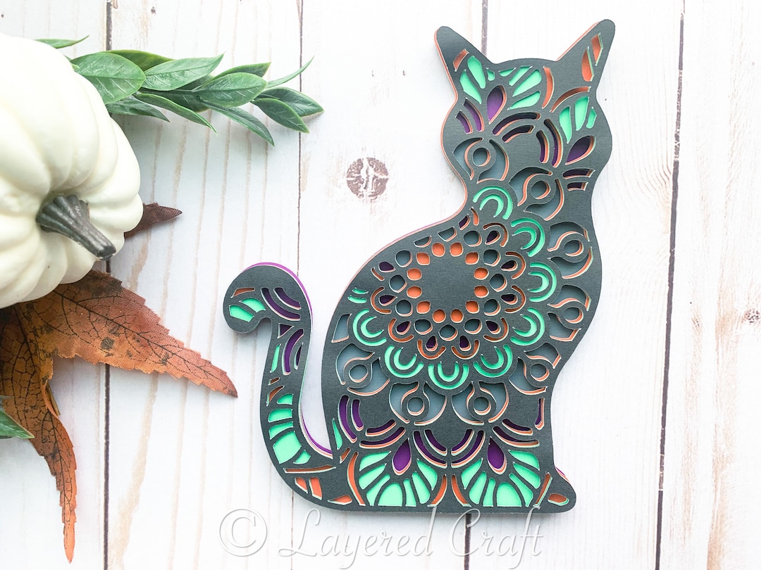 3D Halloween Black Cat Mandala Layered Paper Craft- Digital Cut File - Etsy