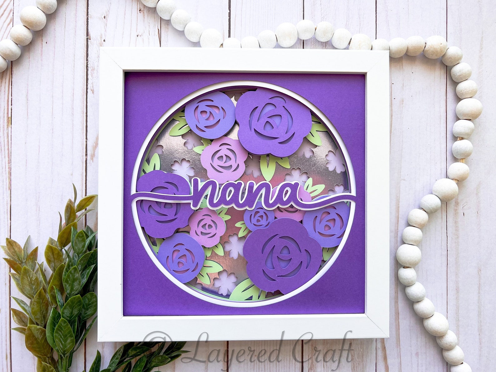 3D SVG Nana Mother's Day Rose Flower Shadow Box Layered 3D - Etsy