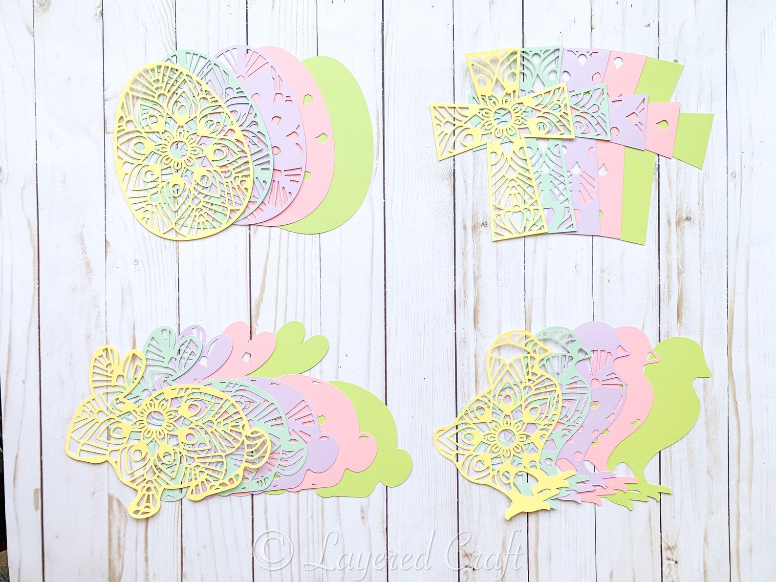 Easter Bunny Decorations Mandala Cross Easter Egg Decor Baby Chick ...