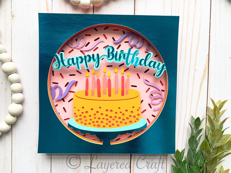 3D Layered Happy Birthday Shadow Box Paper Craft Digital - Etsy