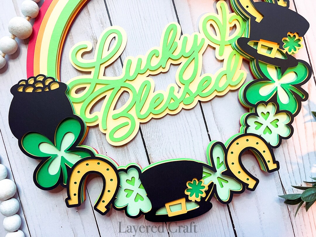St. Patrick's Day Lucky & Blessed Wreath Door Decor St Patricks ...
