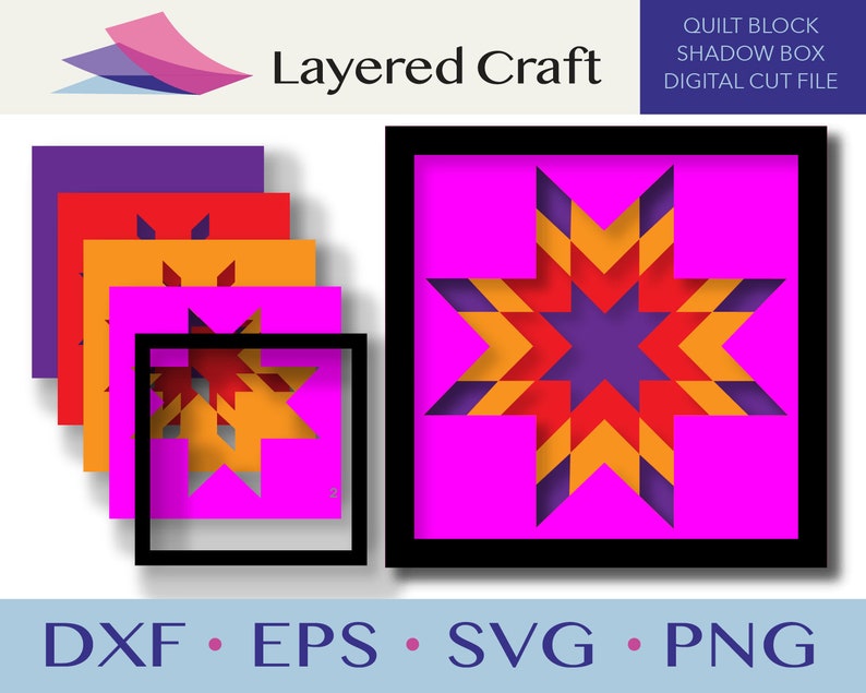 3D Layered Quilt Block Shadow Box Digital Cut File - Etsy