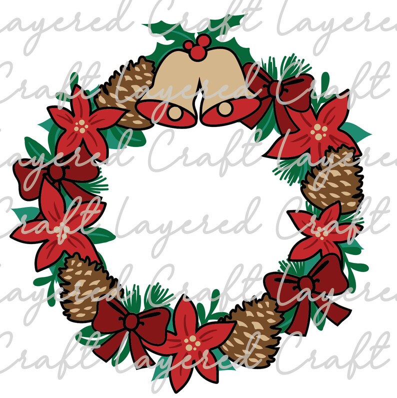 Christmas Wreath Poinsettia Flower Wreath Holiday Door Decorations DIY ...