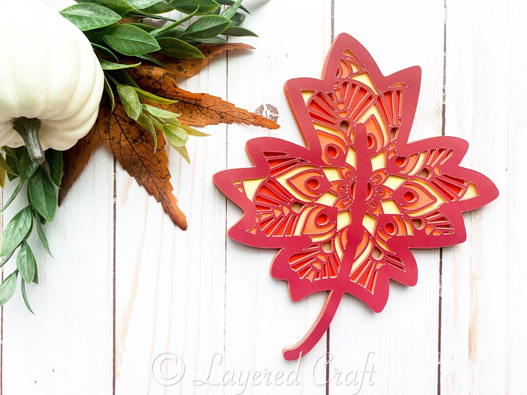 Fall Leaf Mandala 3D Fall Decorations Thanksgiving Autumn Craft Digital ...