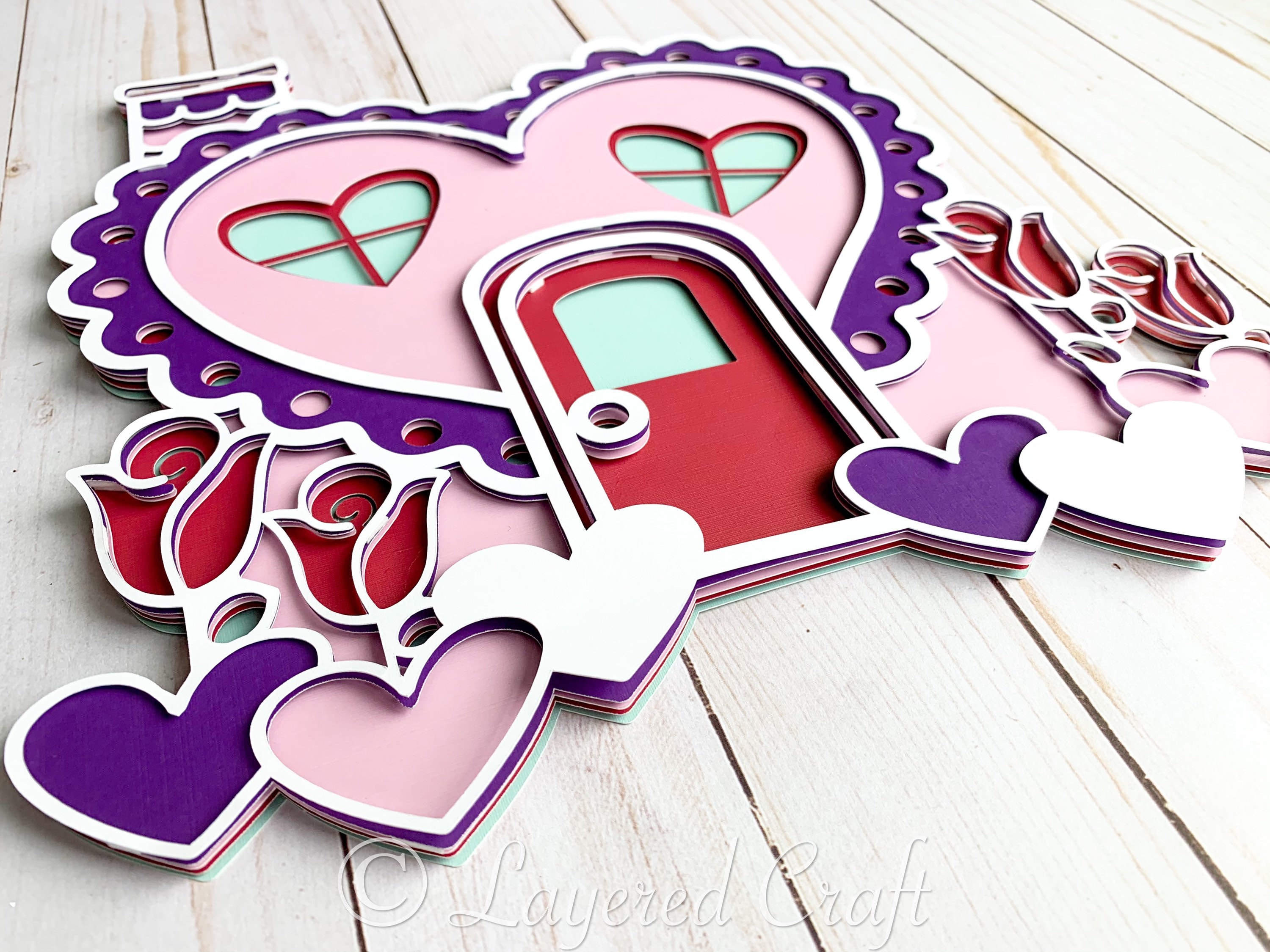 Valentine's Day Heart House Shadowbox Valentine Decoration - Etsy