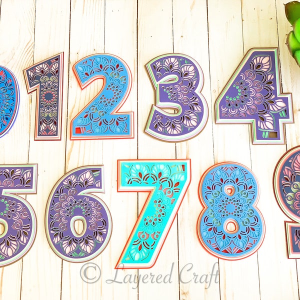 Layered Number Svg - Etsy