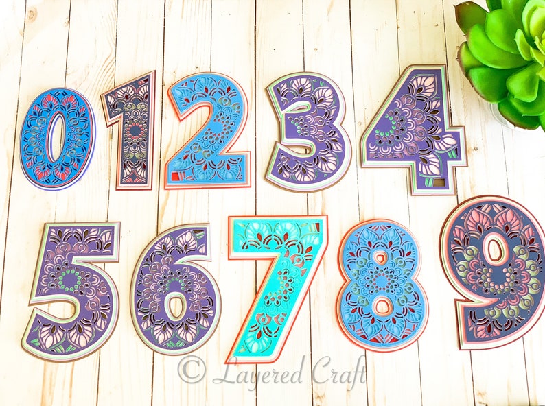3D SVG Mandala Number Bundle Set 1-9- Layered Paper Numbers- Digital ...