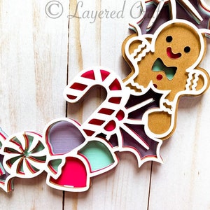 3D Gingerbread Bundle- Gingerbread House and Gingerbread Wreath Layered ...