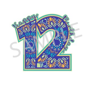 3D SVG 12th Birthday Decoration, 3D Layered Mandala Cake Topper - Etsy