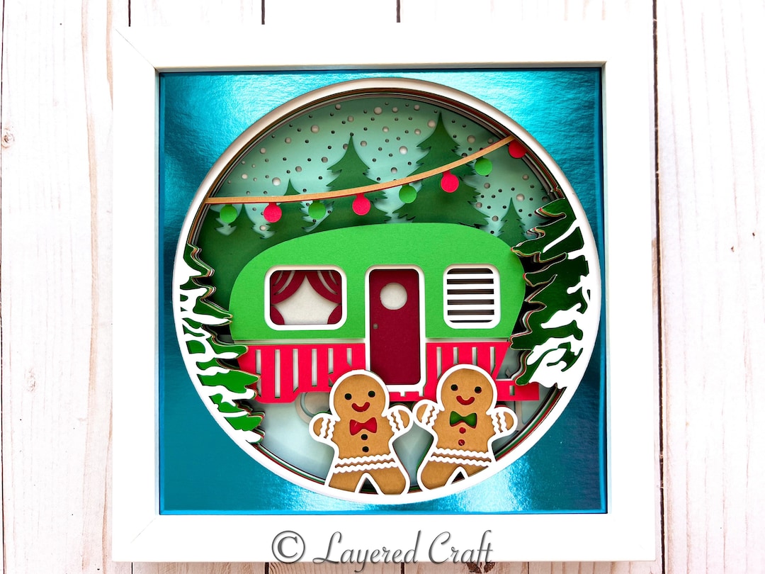 Christmas Gingerbread Camper 3D SVG Layered Shadow Box RV Glamping ...