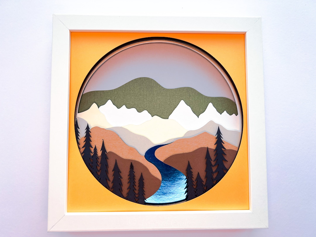 Mountain Nature Shadowbox SVG 3D Layered Shadow Box Mountain Valley ...