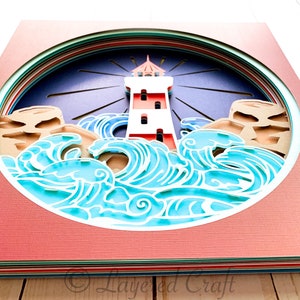 Lighthouse Shadowbox Ocean Decor Light House Wall Art Craft Waves ...