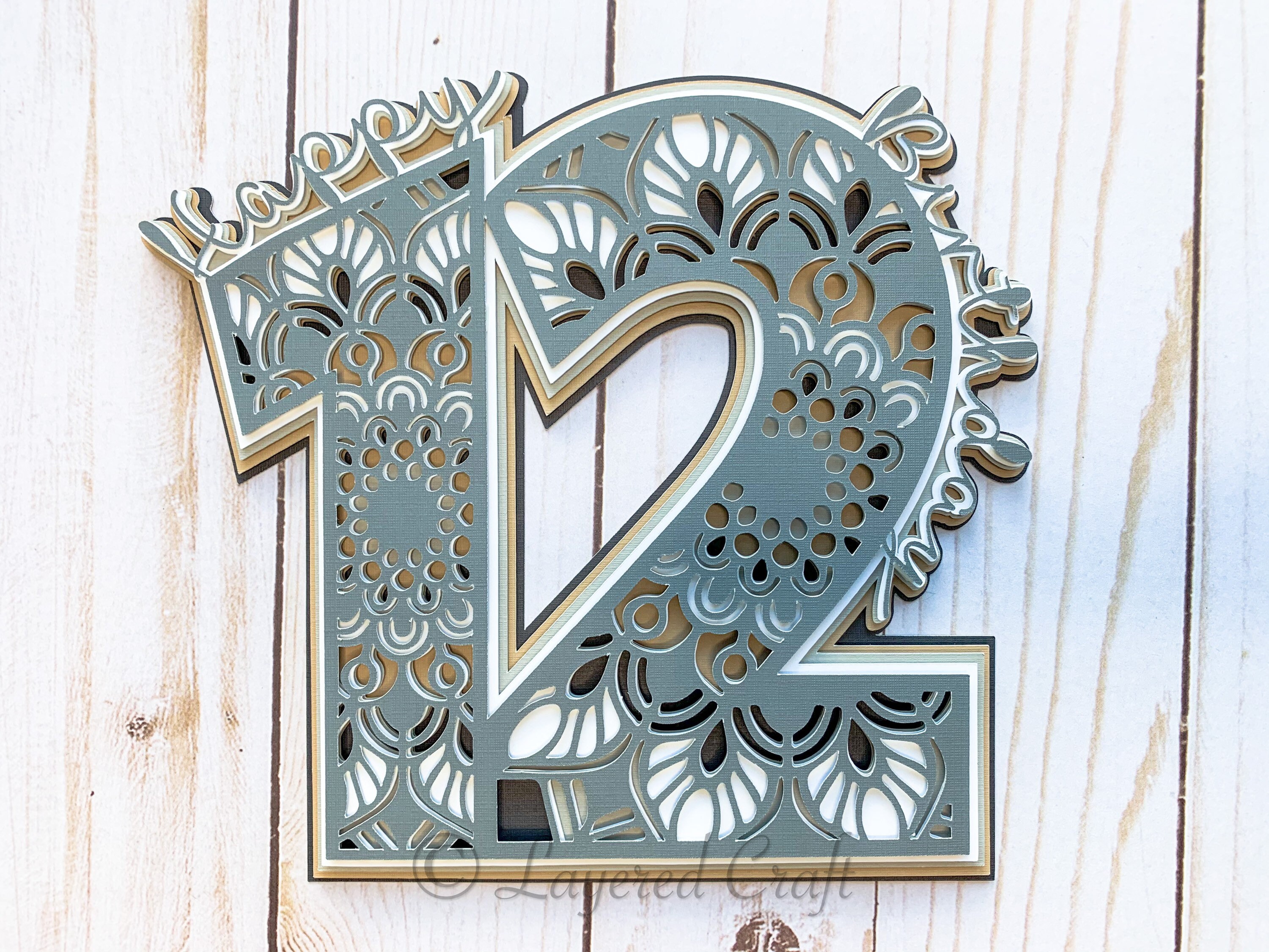 3D SVG 12th Birthday Decoration 3D Layered Mandala Cake | Etsy