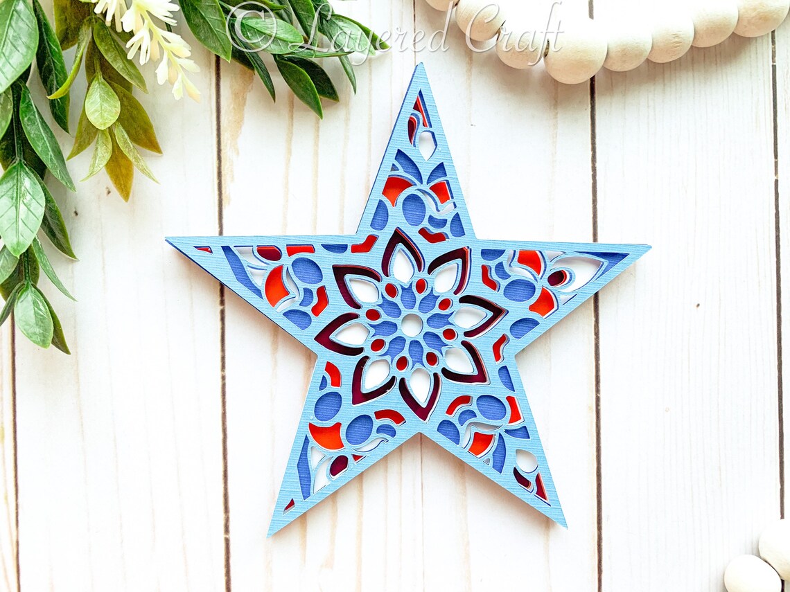 3D SVG Mandala Layered Star Digital Cut File - Etsy