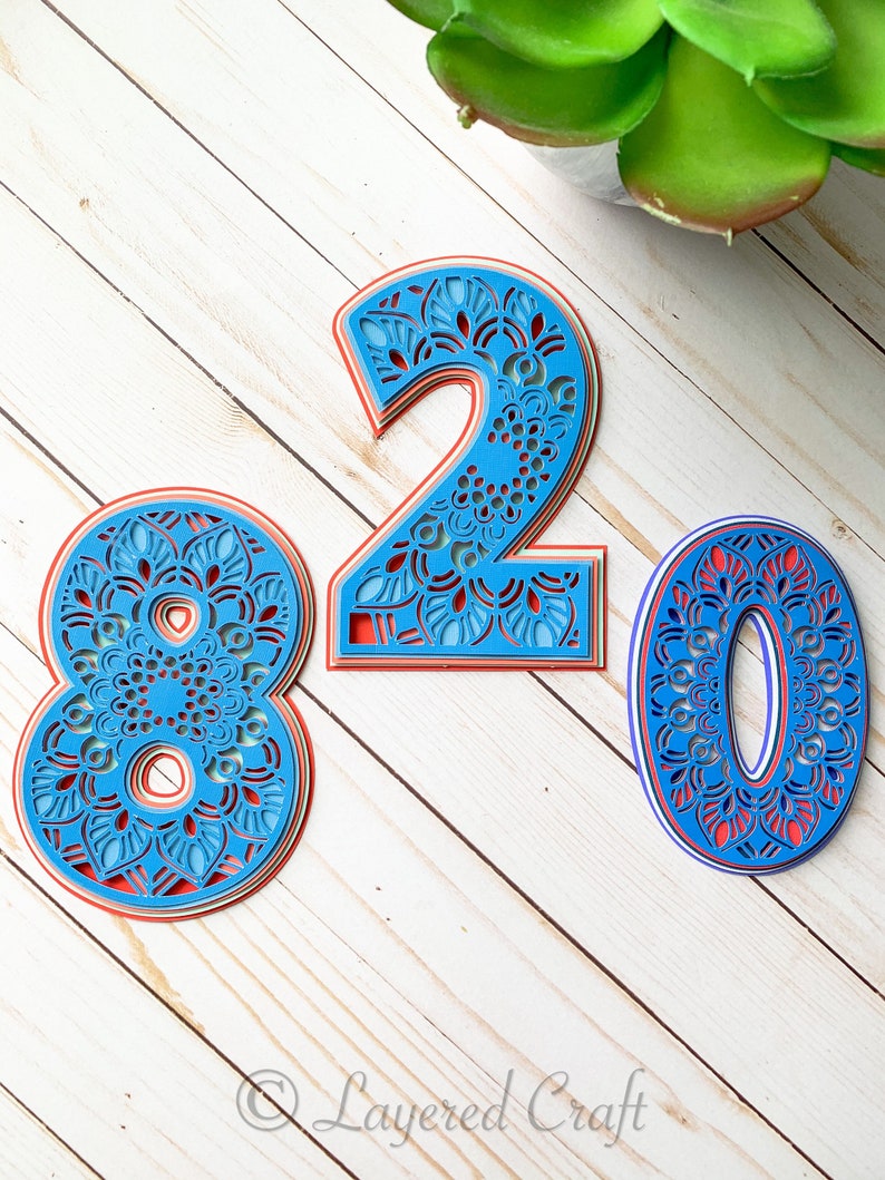 3D SVG Mandala Number Bundle Set 1-9 Layered Paper Numbers | Etsy
