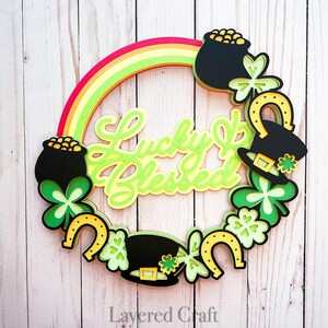 St. Patrick's Day Lucky & Blessed Wreath Door Decor St Patricks ...