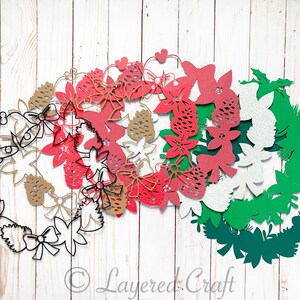 Christmas Wreath Poinsettia Flower Wreath Holiday Door Decorations DIY ...