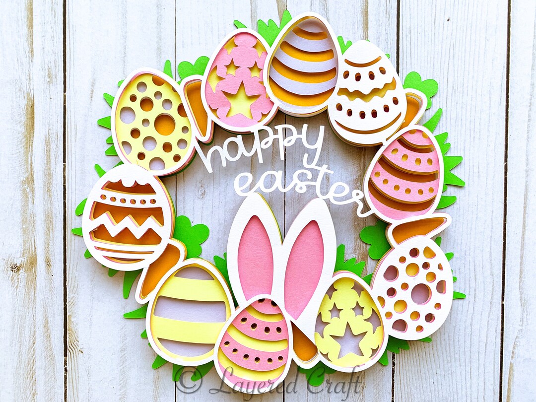 3D Easter Wreath Happy Easter Egg Easter Bunny 3D SVG Spring Wreath ...