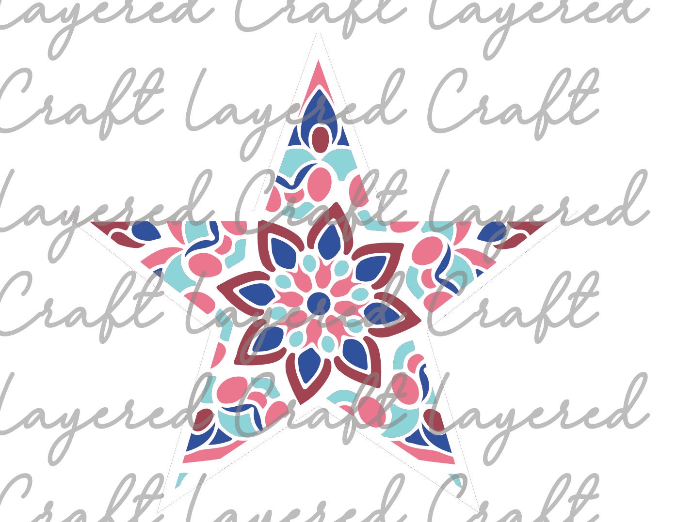 3D SVG Mandala Layered Star Digital Cut File | Etsy