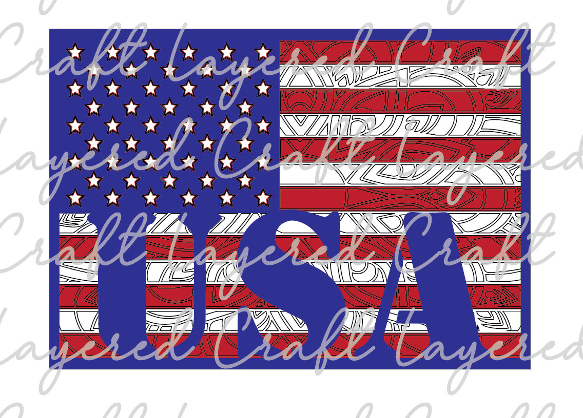 3D USA American Flag Mandala- Layered Digital Cut File - Etsy