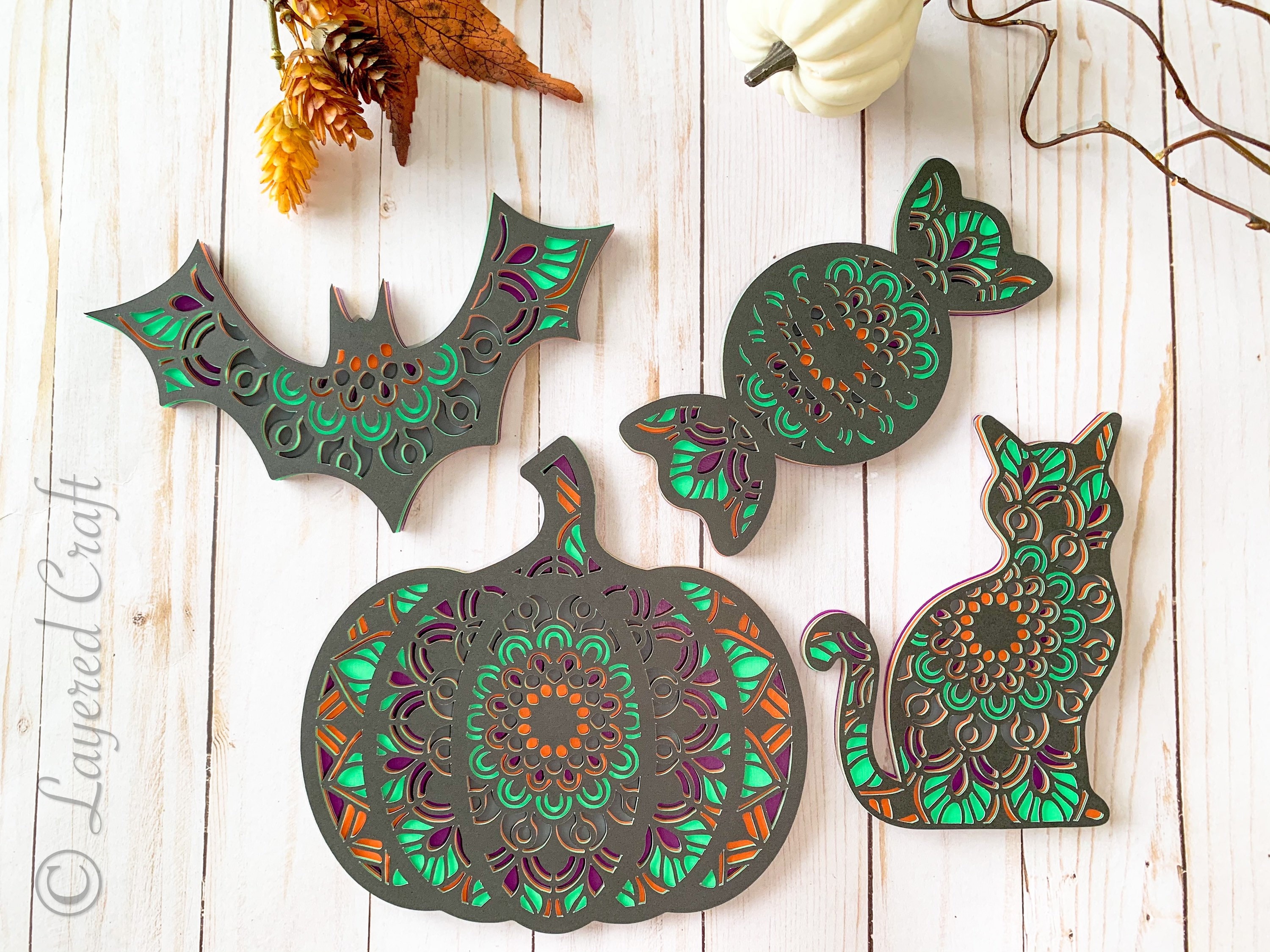 3D SVG Halloween Candy, Black Cat, Fall Pumpkin Jack-o-lantern, Bat ...