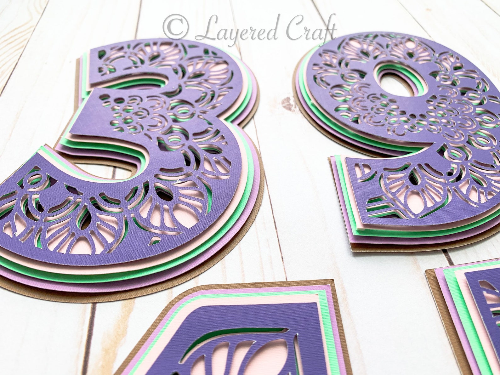 3D SVG Mandala Number Bundle Set 1-9- Layered Paper Numbers- Digital ...