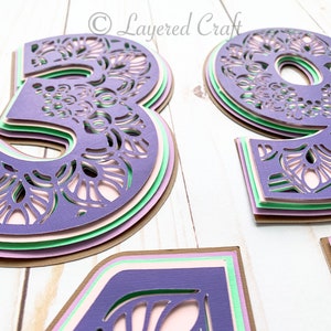 3D SVG Mandala Number Bundle Set 1-9- Layered Paper Numbers- Digital ...