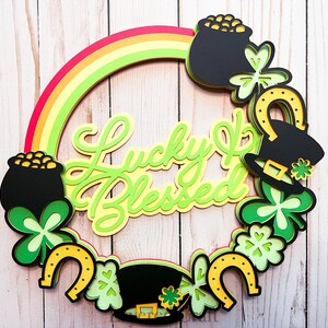 St. Patrick's Day Lucky & Blessed Wreath Door Decor St Patricks ...