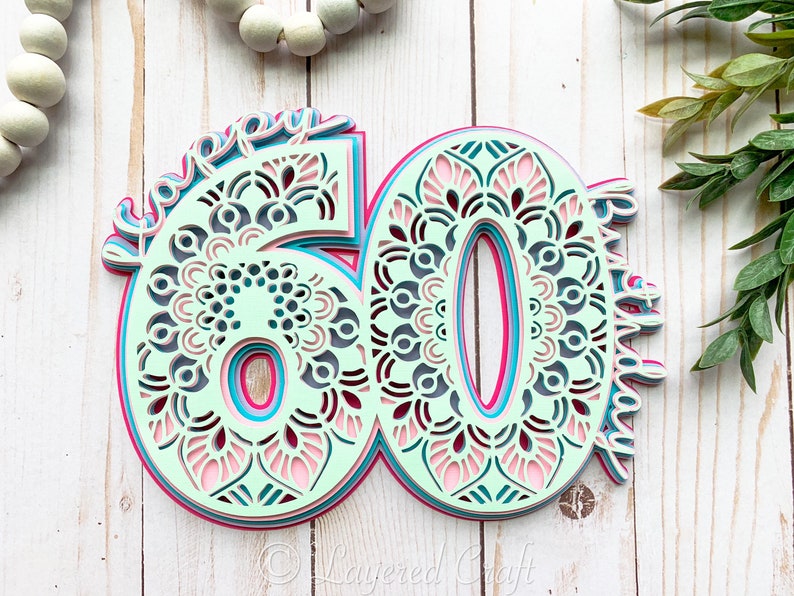 3D 60th Birthday Mandala Layered Birthday Decoration - Etsy