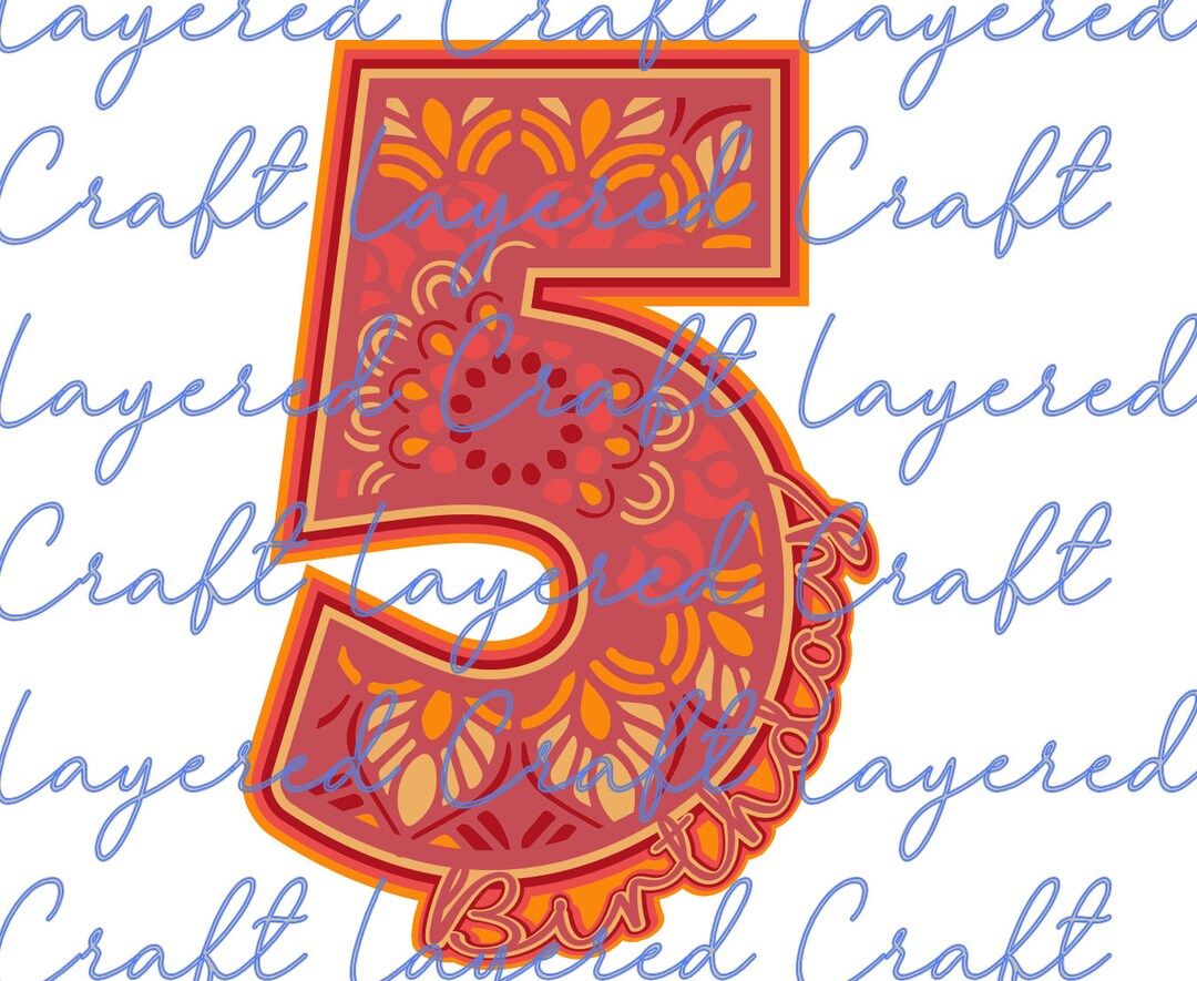 3D 5 "birthday" Mandala- Only Five Birthday (first Number With "happy ...