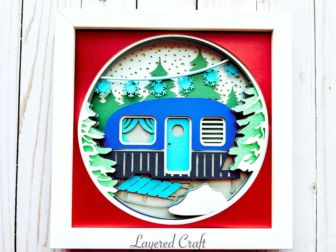 Winter Camper 3D Shadowbox Retro Camper Decorations Winter Snow ...
