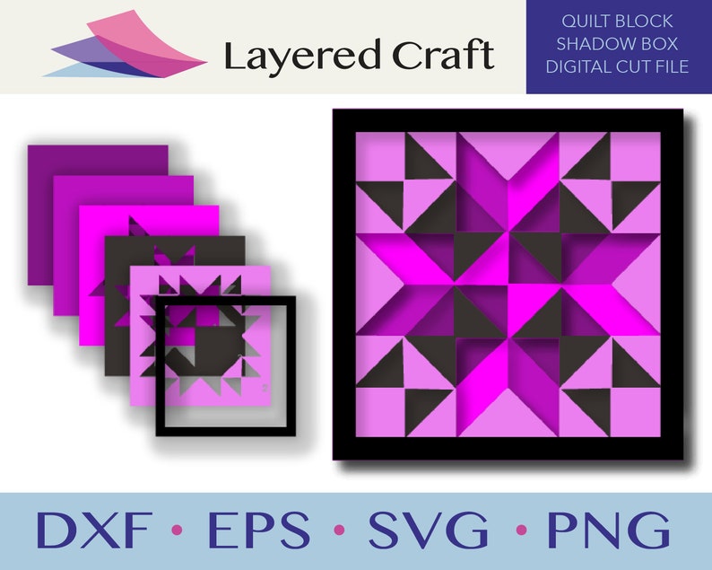3D Quilt Block Layered Shadow Box Digital Cut File - Etsy