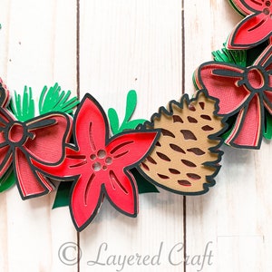 Christmas Wreath Poinsettia Flower Wreath Holiday Door Decorations DIY ...