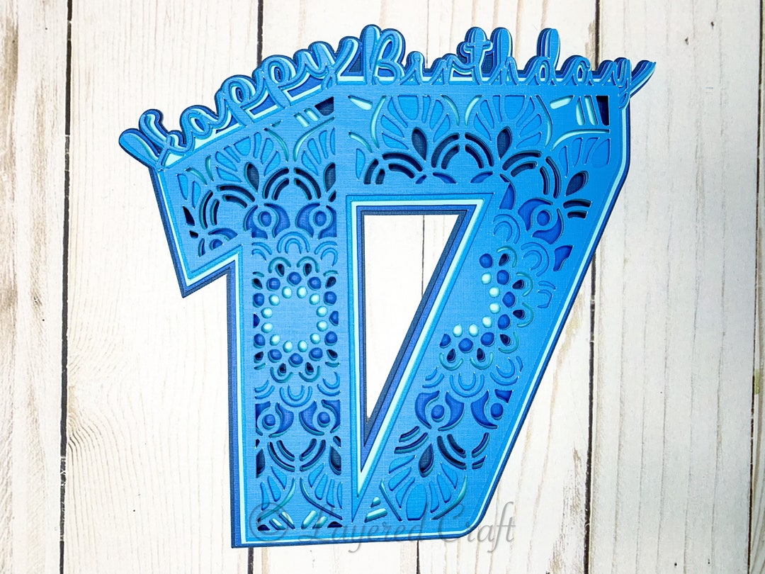 Happy 17th Birthday, Birthday Cake Topper, Layered 3D Mandala, Happy ...